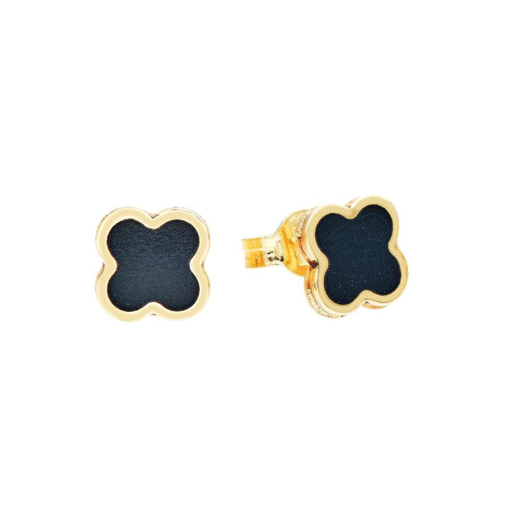 The Lovery Small Onyx Clover Stud Earrings