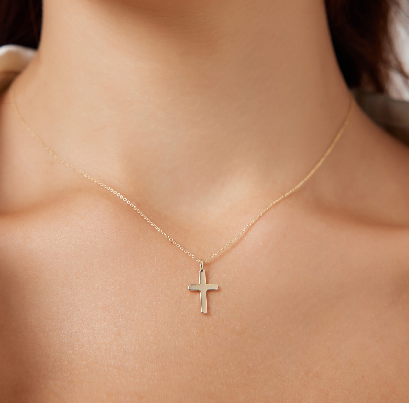 14K Solid Yellow Gold Dainty Cross Necklace LTB JEWELRY