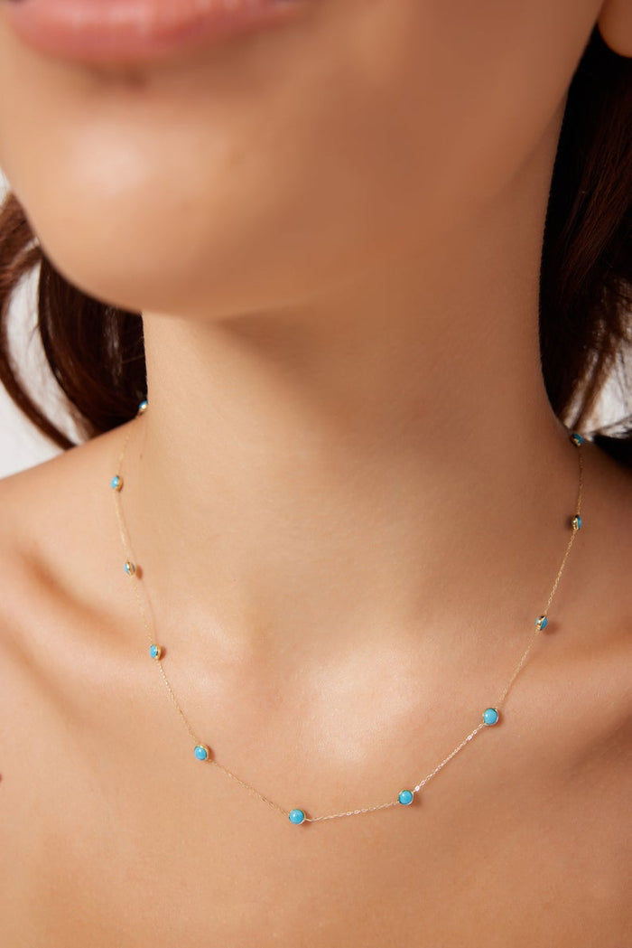 14k gold bead station necklace store